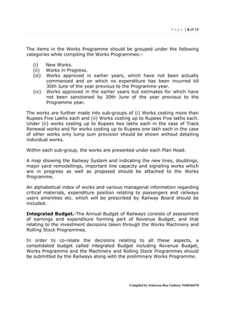 Advance planning of works programme in Indian Railways alongwith with ...