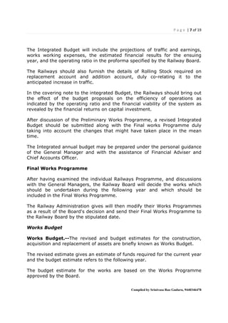 Advance planning of works programme in Indian Railways alongwith with ...