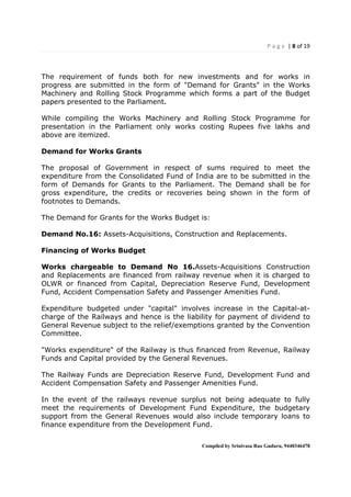 Advance planning of works programme in Indian Railways alongwith with ...