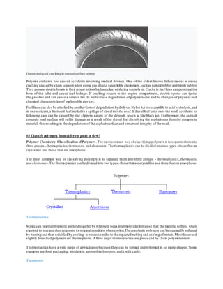 Advance polymer chemistry - Shan Chowdhury | DOCX