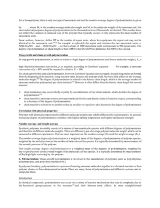 Advance polymer chemistry - Shan Chowdhury | DOCX