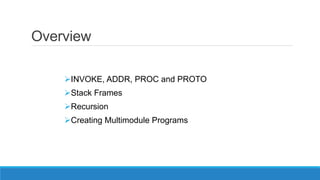 Advanced procedures in assembly language Full chapter ppt | PPTX