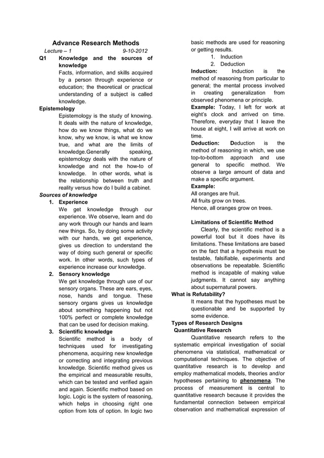 Advance research methods | PDF | Physics | Science