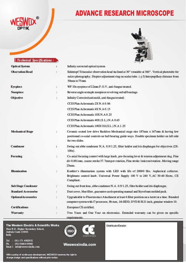Advance research microscope 1 mp 10 | PDF
