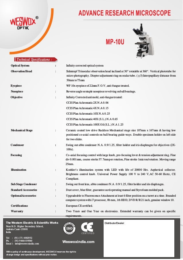 Advance research microscope 2 mp 10 u | PDF