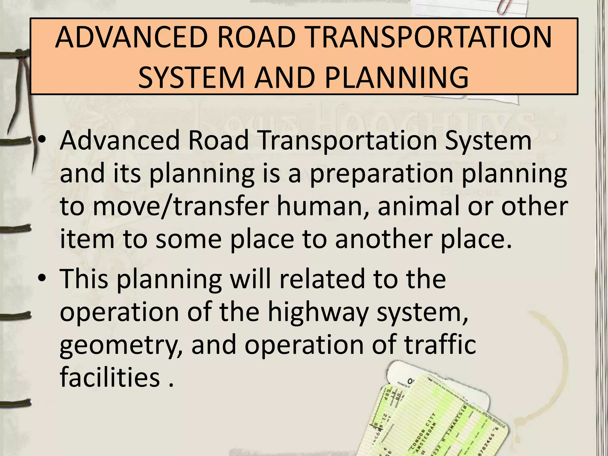 Advance road transportation system ppt | PPTX