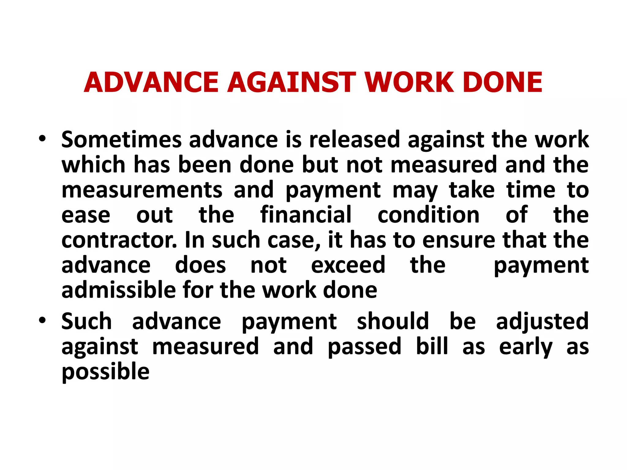 Advance Payments in Works | PPTX