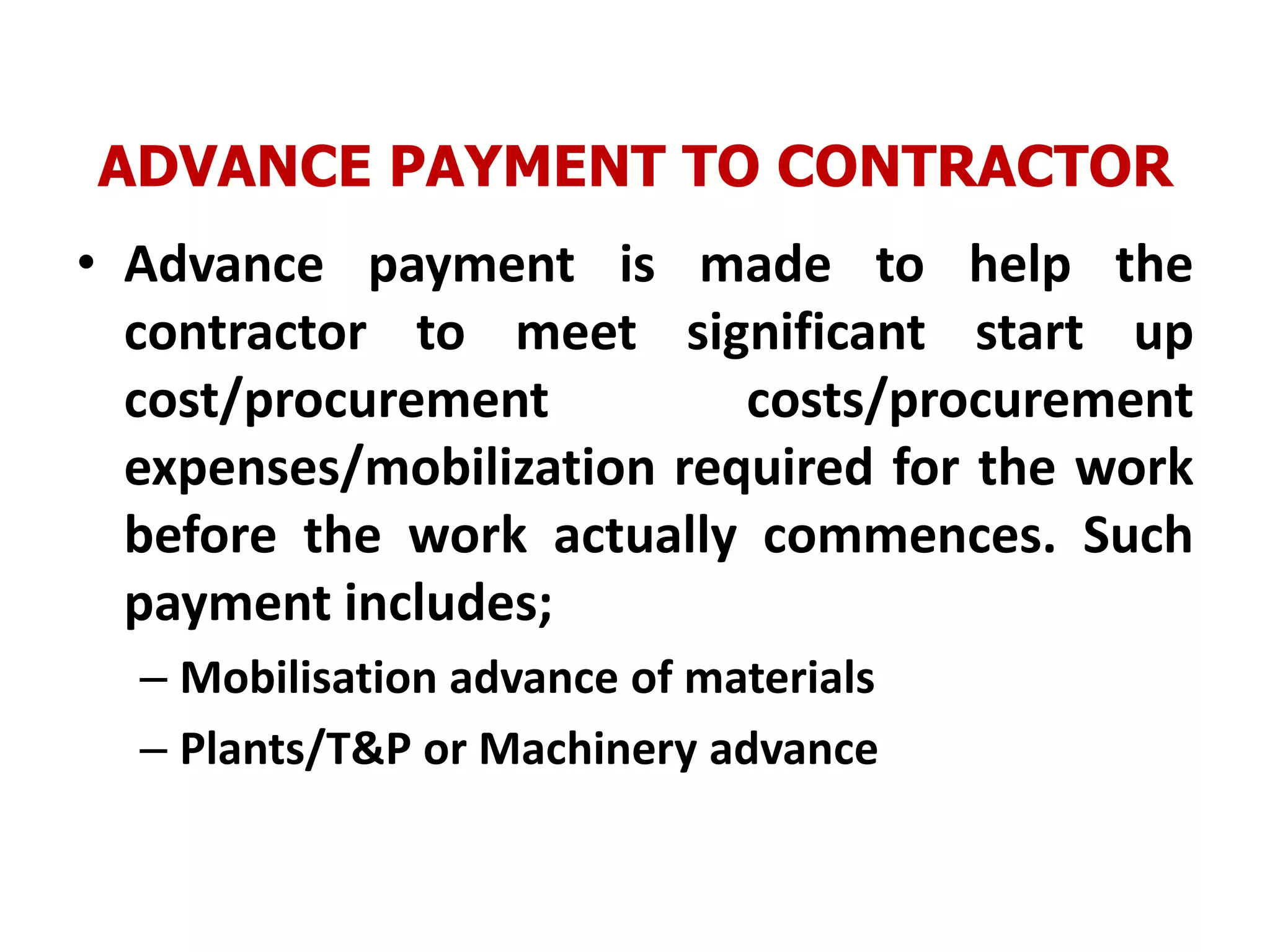 Advance Payments in Works | PPTX