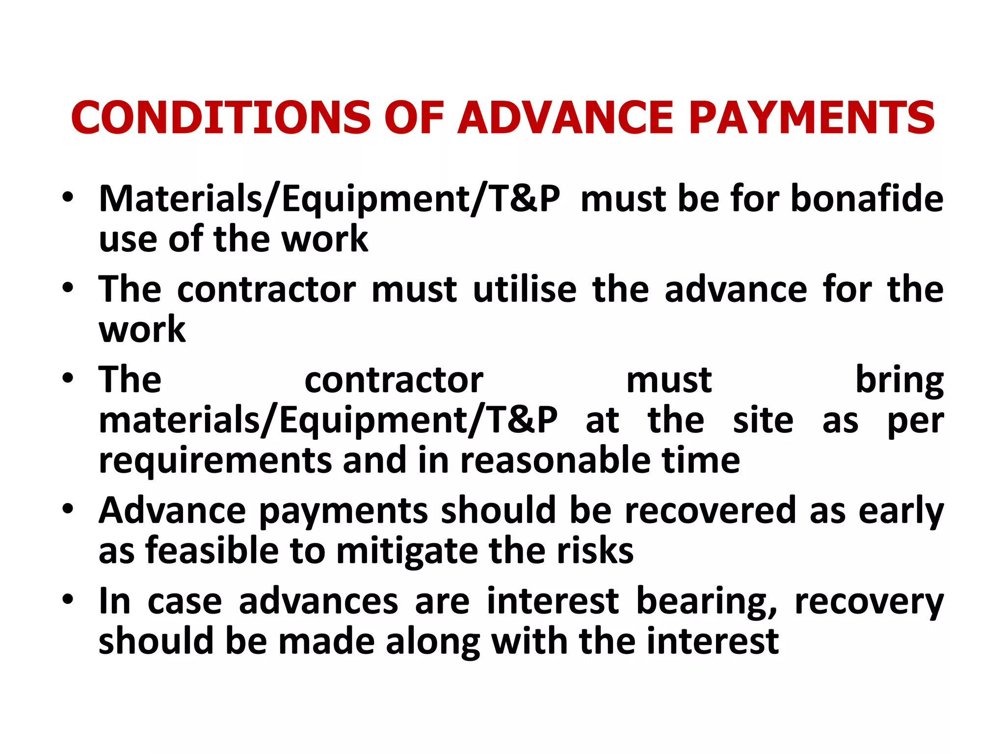 Advance Payments in Works | PPTX