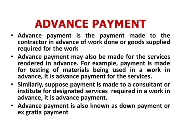 Advance Payments in Works | PPTX