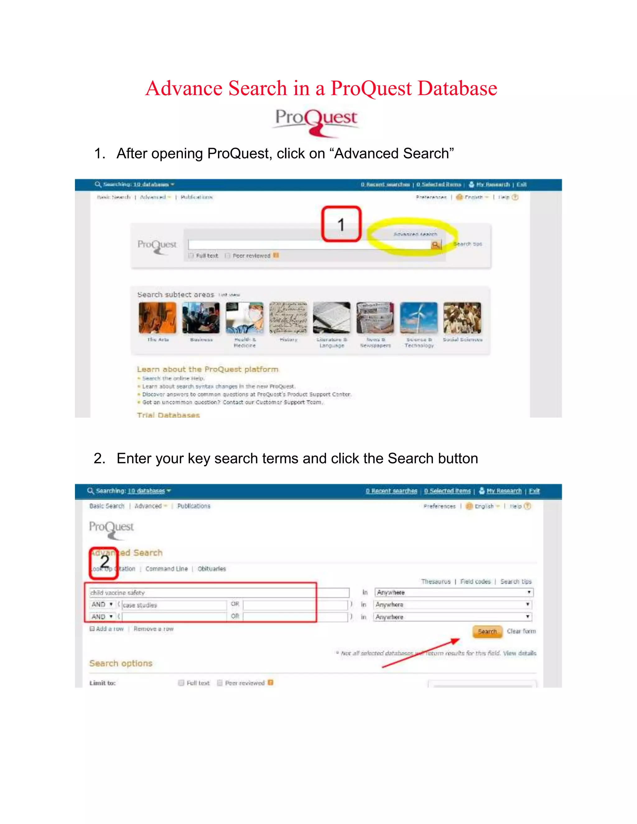 Advance Search in ProQuest | PDF