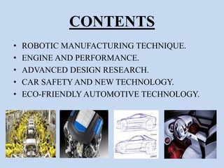 Advances in automobile technologies | PPTX