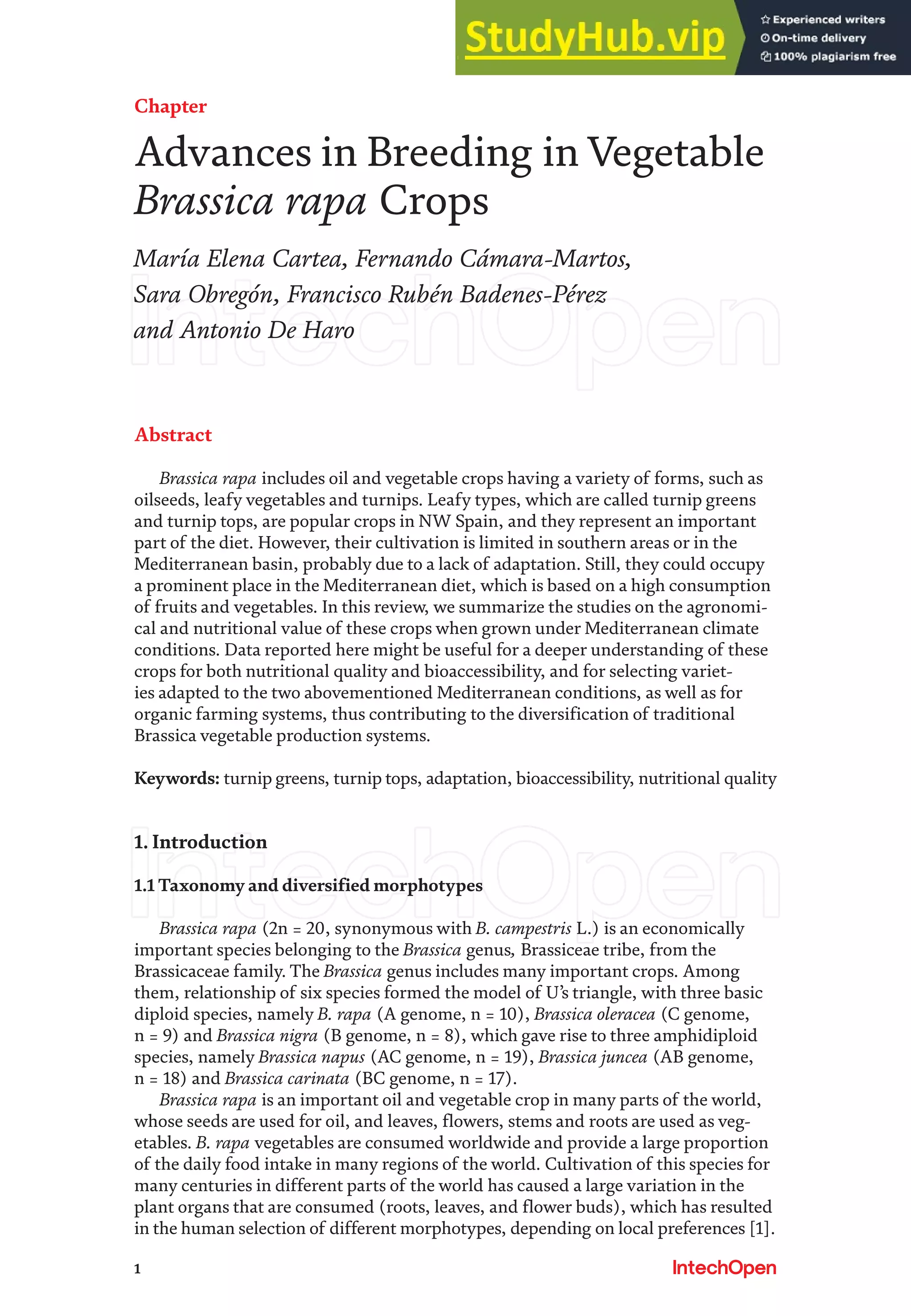 Advances In Breeding In Vegetable Brassica Rapa Crops | PDF