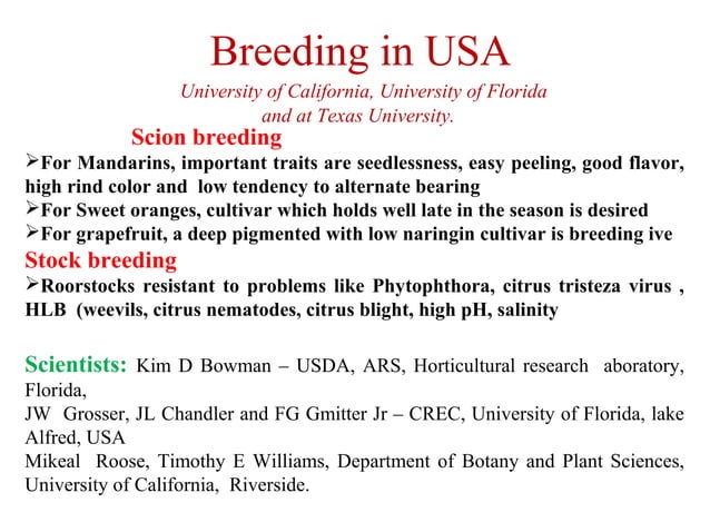 Advances in breeding of citrus | PPT