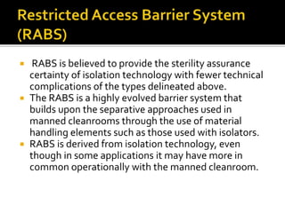 Advances in clean room technology | PPT