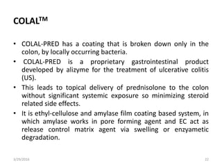 Advances in colon drug delivery systems | PPTX | Digestive Disorders ...