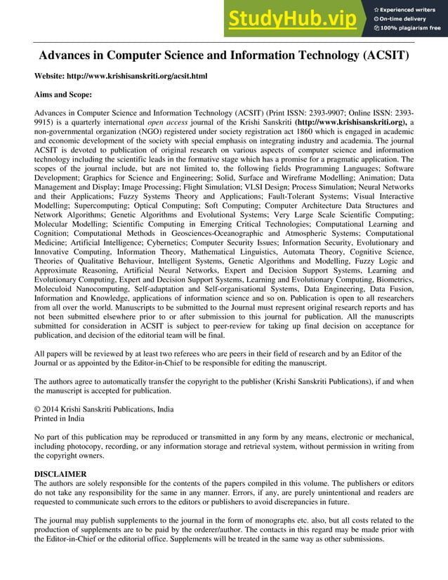 Advances In Computer Science And Information Technology | PDF