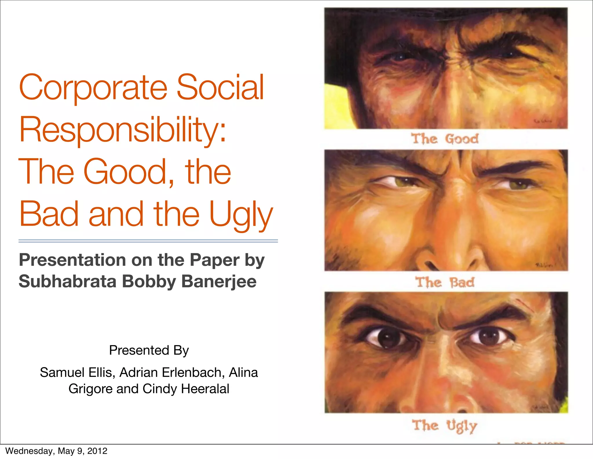 Corporate Social Responsibility: The Good, the Bad and the Ugly | PDF