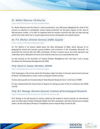 Vibrant Gujarat Summit on Advances in Earthquake Science” and Workshop ...