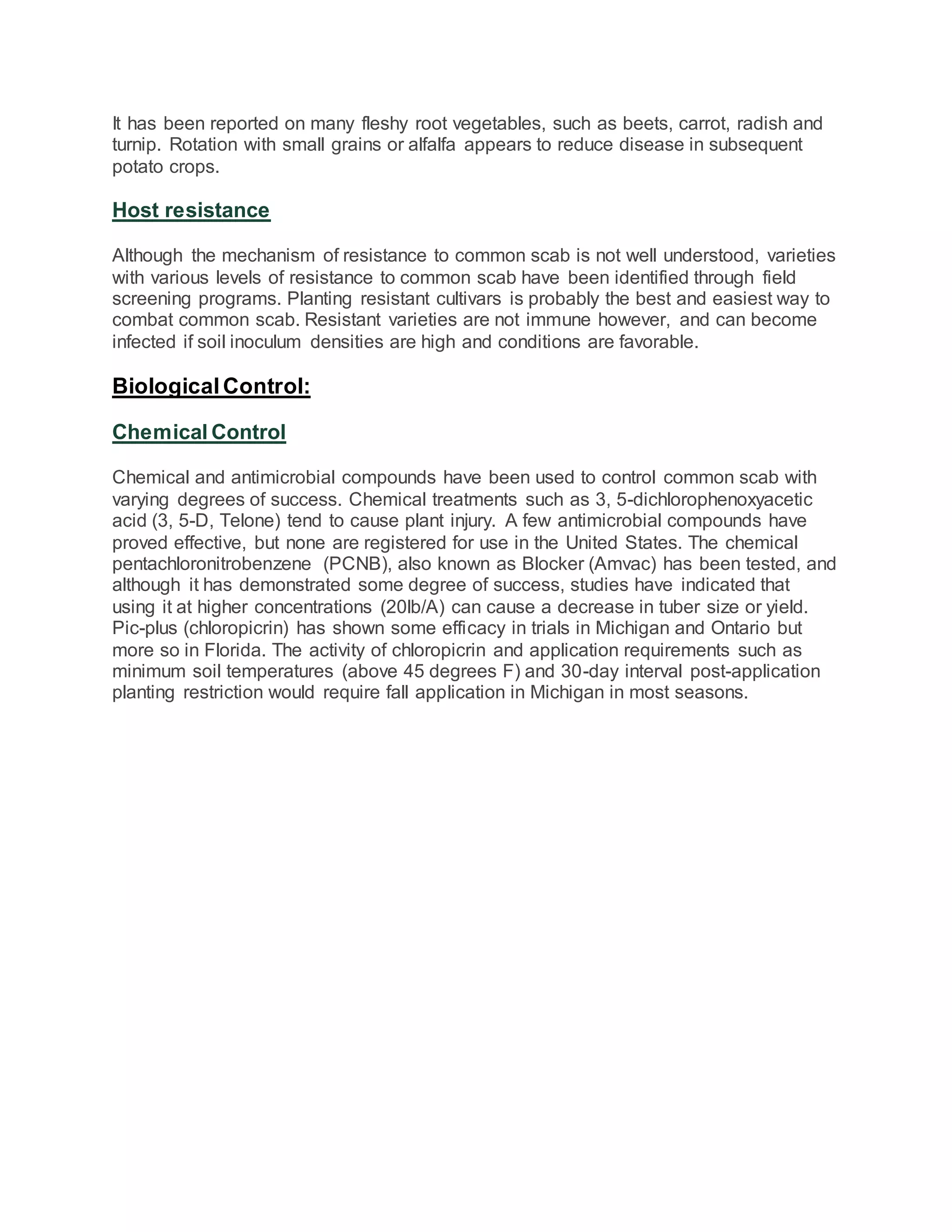 Advances in scab disease of potato | DOCX