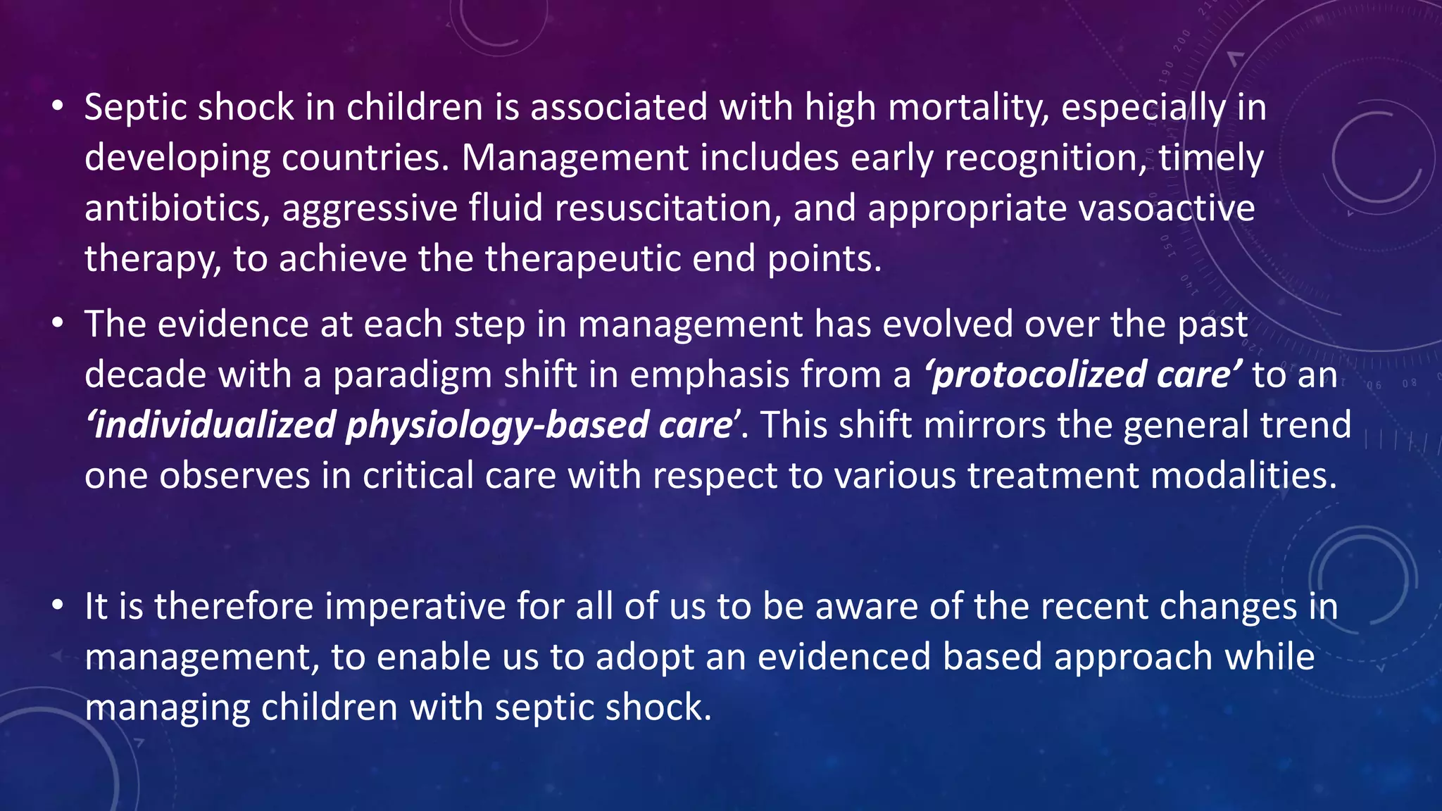 Advances in the management of pediatric septic shock | PPT