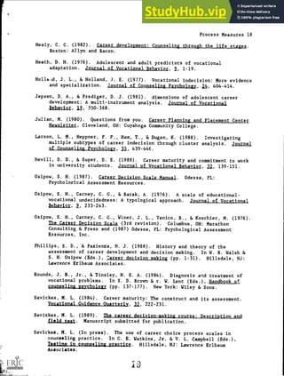 Advances In The Use Of Career Choice Process Measures | PDF