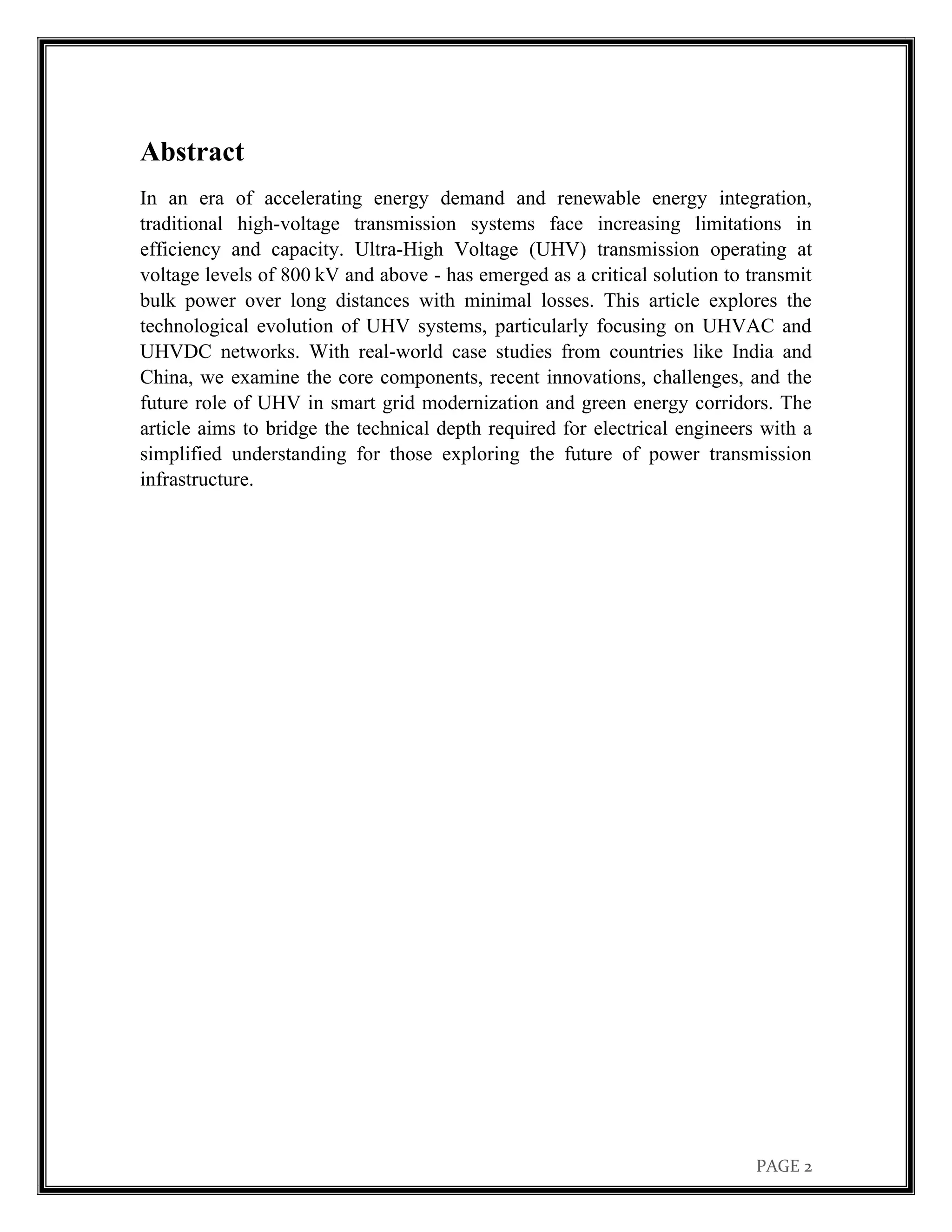 Advances in Ultra High Voltage (UHV) Transmission and Distribution ...
