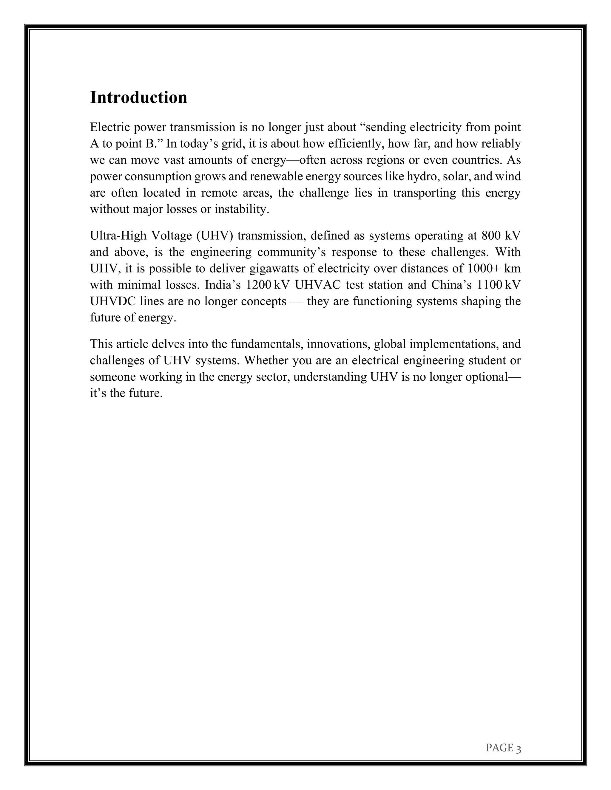 Advances in Ultra High Voltage (UHV) Transmission and Distribution ...
