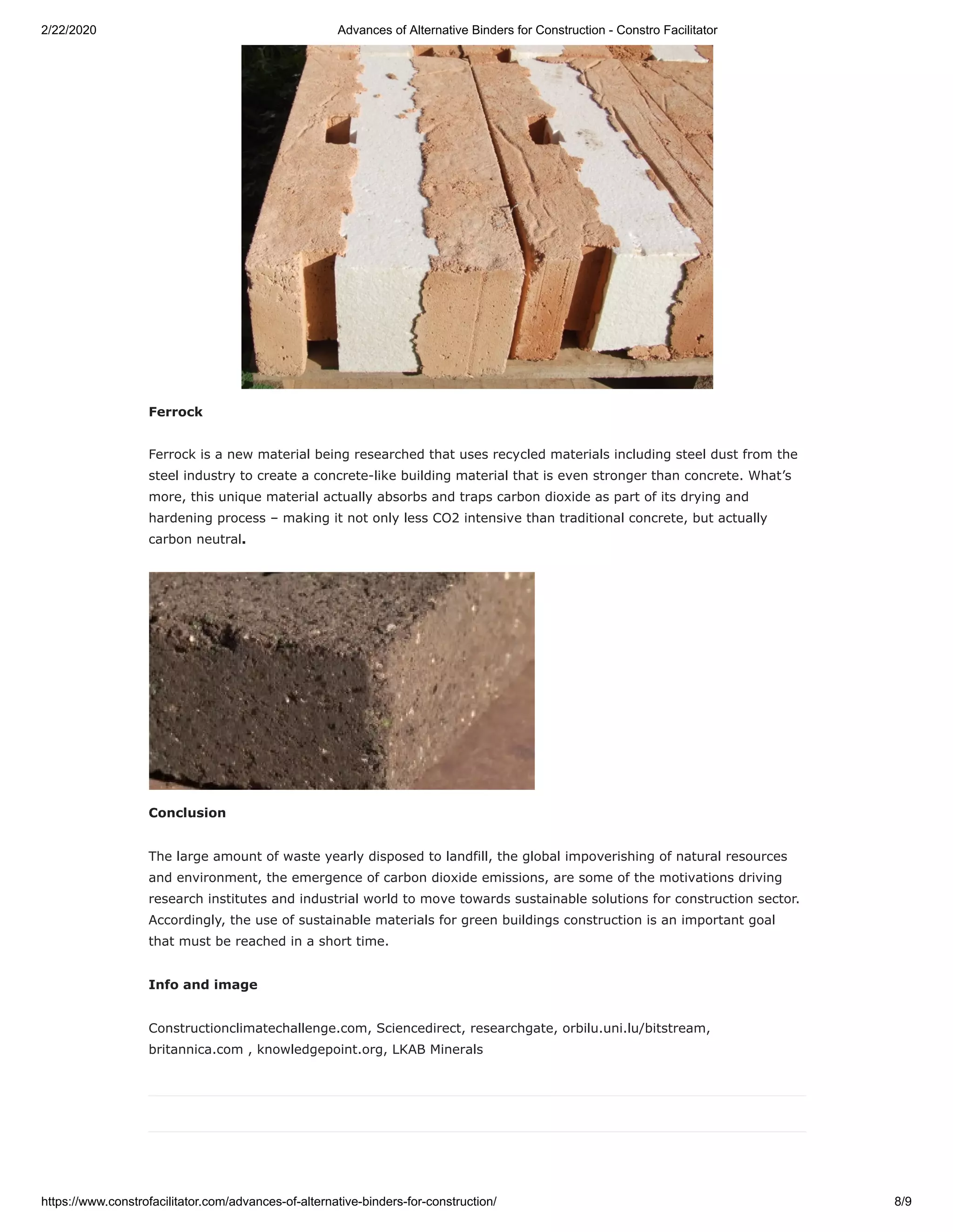 Advances of alternative binders for construction | PDF