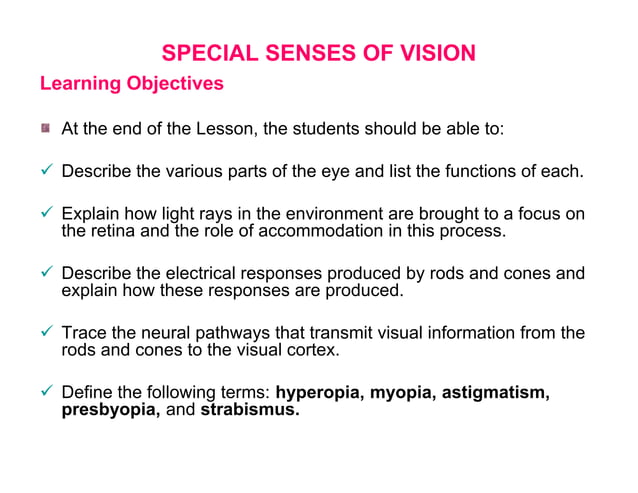 Advance Special Senses Physiology | PDF | Eye and Vision Conditions ...