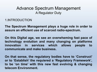 Advance spectrum management for mobile telecommunications finalproject ...