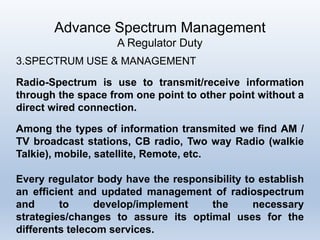 Advance spectrum management for mobile telecommunications finalproject ...