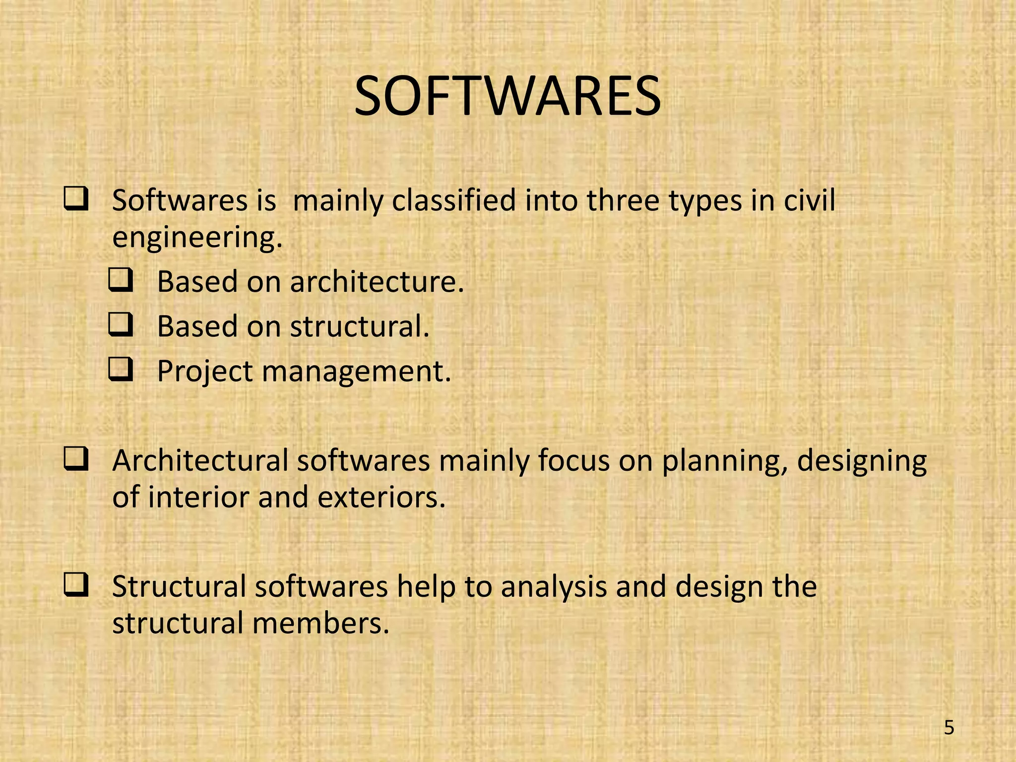 SOFTWARES IN CIVIL ENGINEERING | PPTX