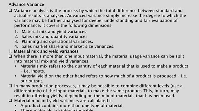 Advance Variance analysis.pptx performance | PPT