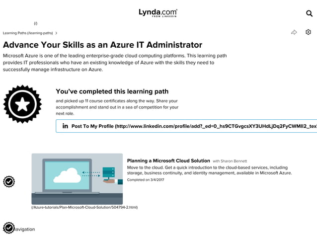 Lynda.com Learning Path - Advance Your Skills as an Azure IT ...