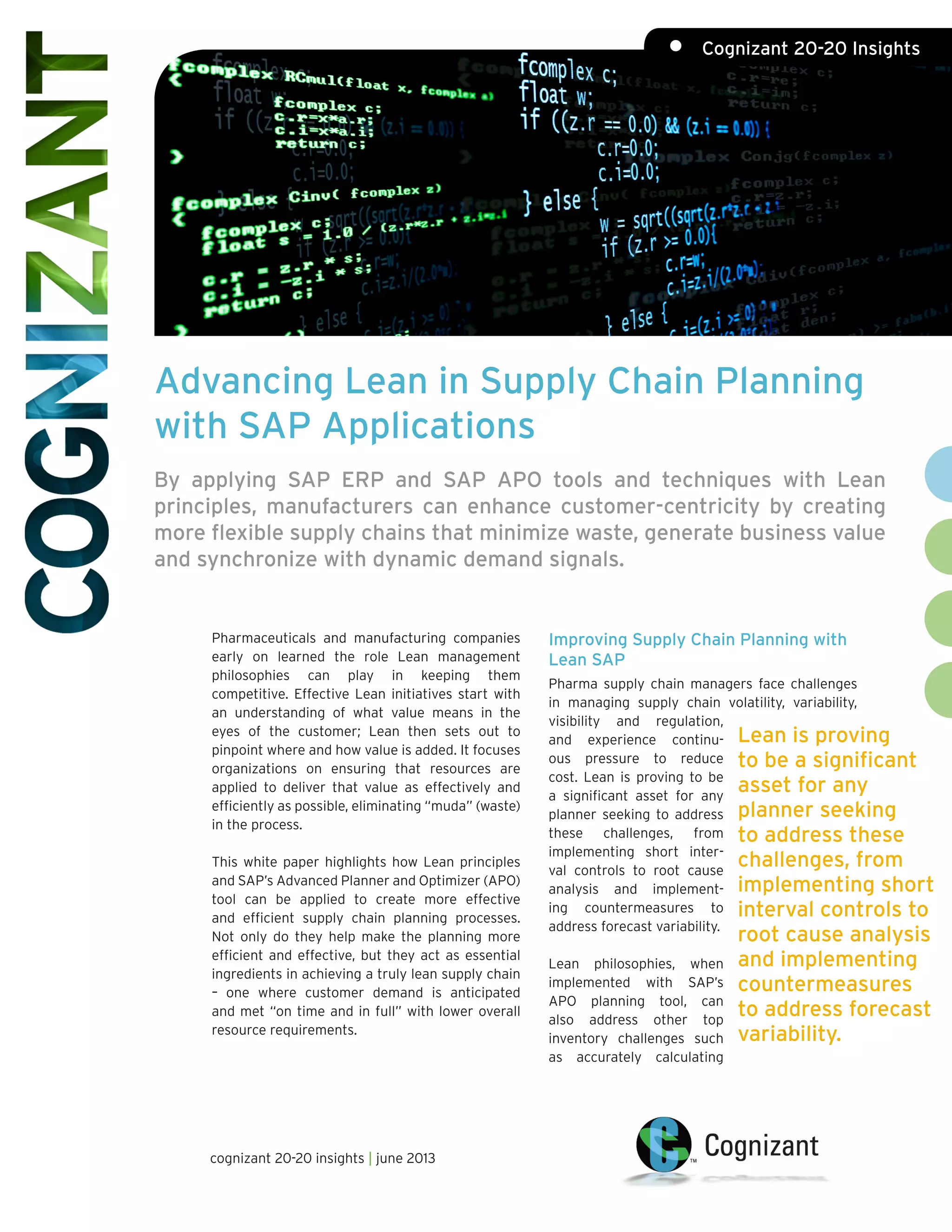 Advancing Lean in Supply Chain Planning with SAP Applications | PDF