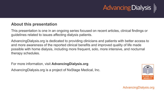 Advancingdialysis.org cardiac arrhythmia in thrice weekly hemodialysis ...