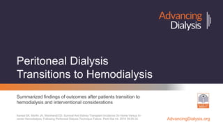 Advancing Dialysis Recent Findings: PD first ... what's next? | PPTX