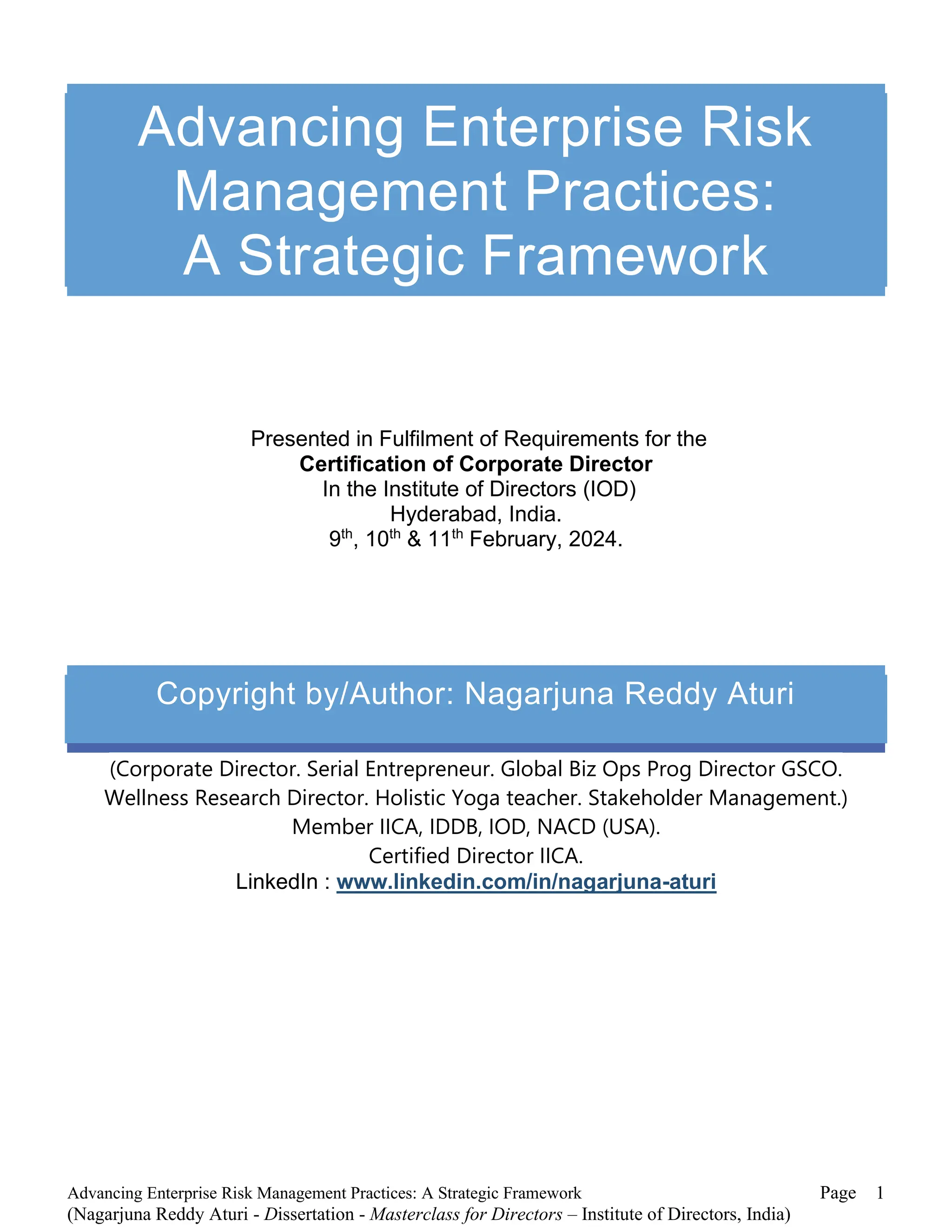 Advancing Enterprise Risk Management Practices- A Strategic Framework ...