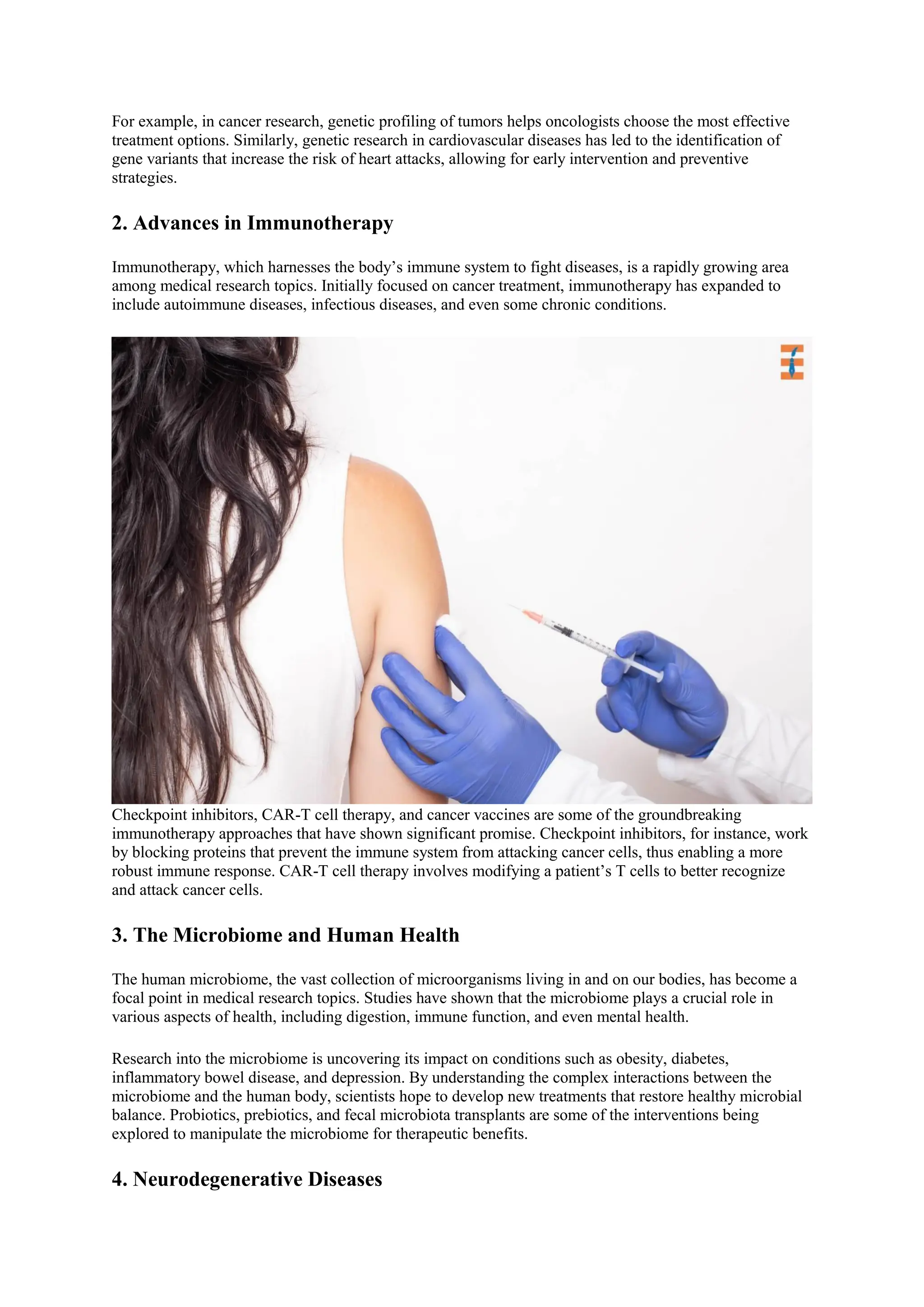 Advancing Science: Exploring Medical Research Topics | PDF