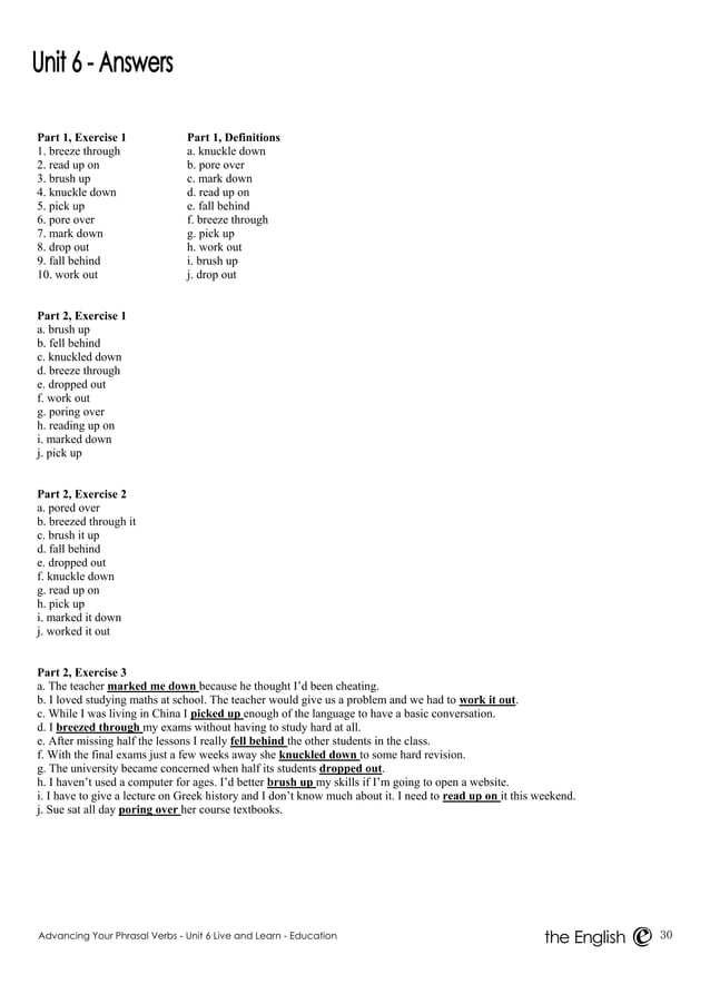 Advancing your phrasal verbs book 1 | PDF