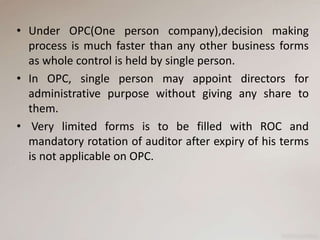 Advantage of one person company | PPTX