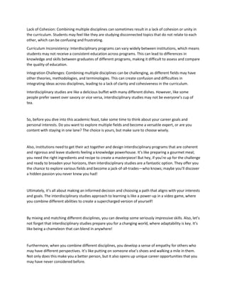 Advantages & Drawbacks of Interdisciplinary Education Studies | PDF