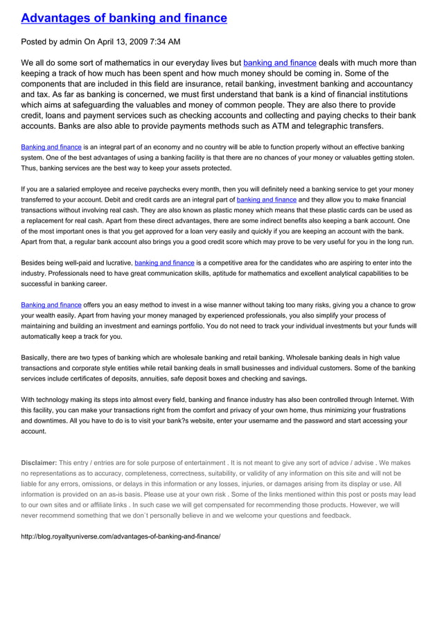 Advantages of-banking-and-finance | PDF