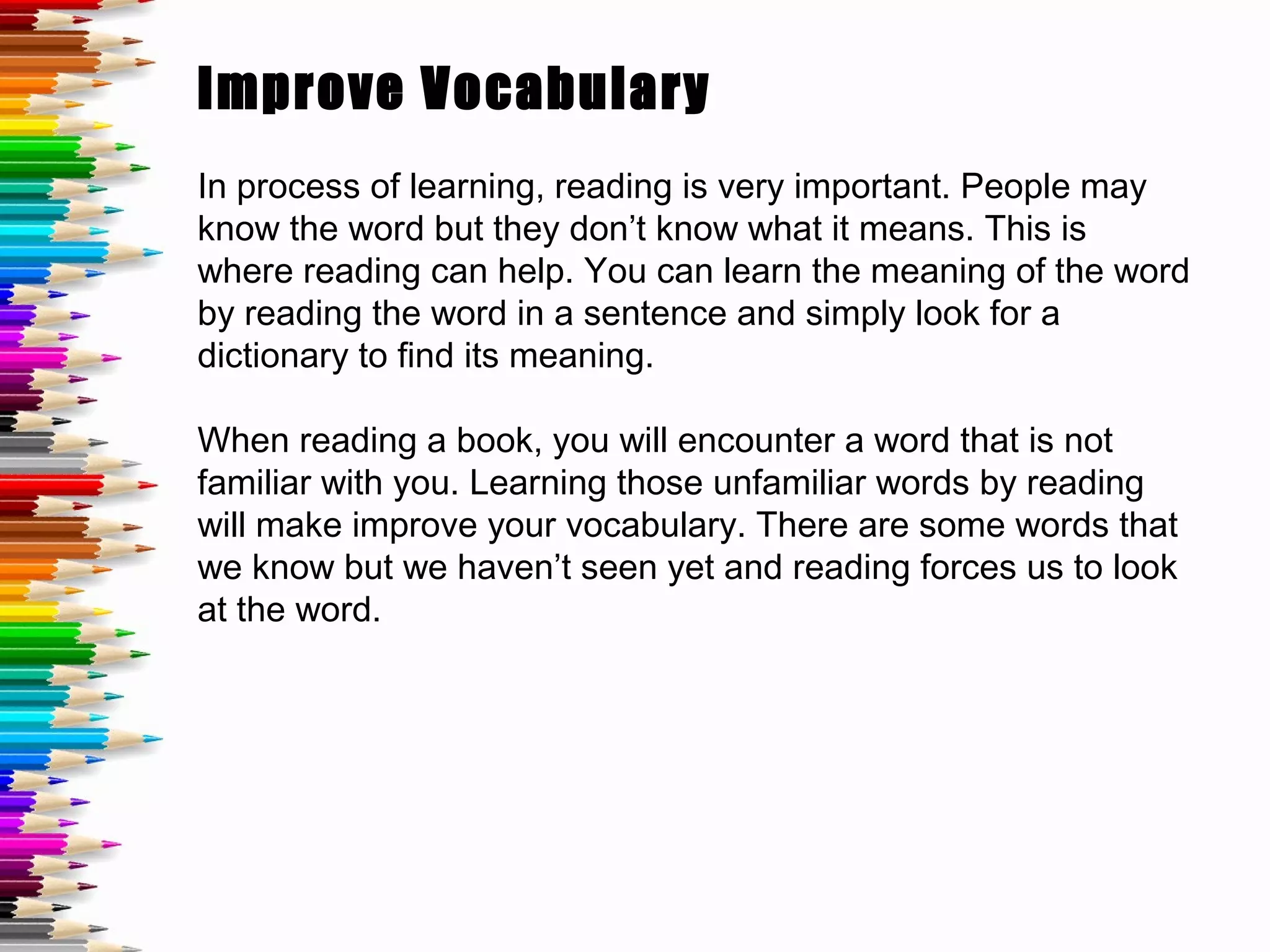 Advantages and benefits of reading different types of books | PPT