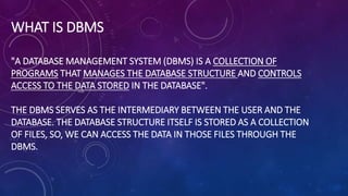 Advantages and disadvantages of DBMS | PPTX