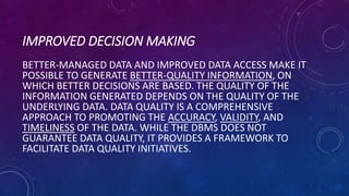 Advantages and disadvantages of DBMS | PPTX
