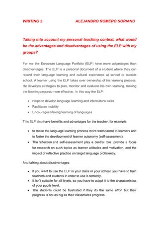 Advantages and disadvantages elp | PDF