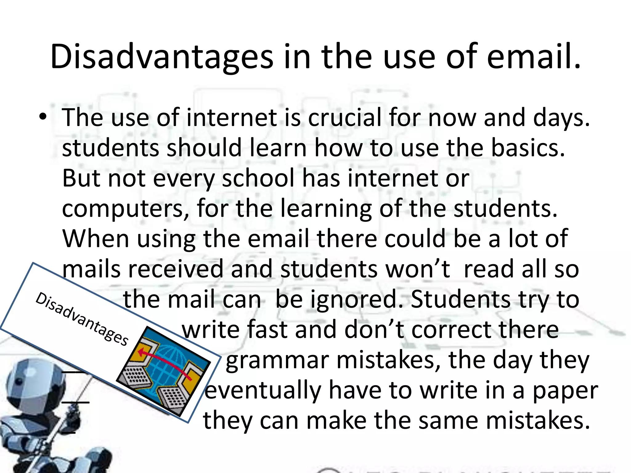 Advantages And Disadvantages In Email And Blogs | PPTX