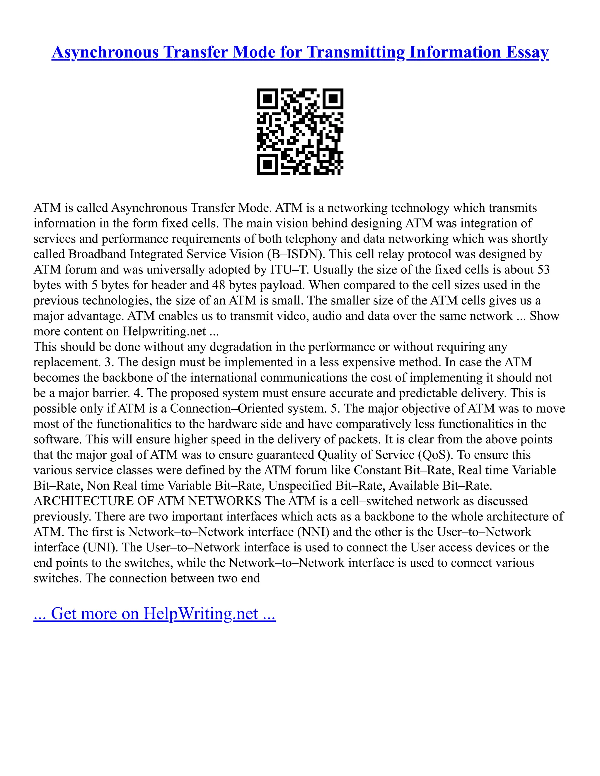 Advantages And Disadvantages Of ATM Is A Deterministic... | PDF